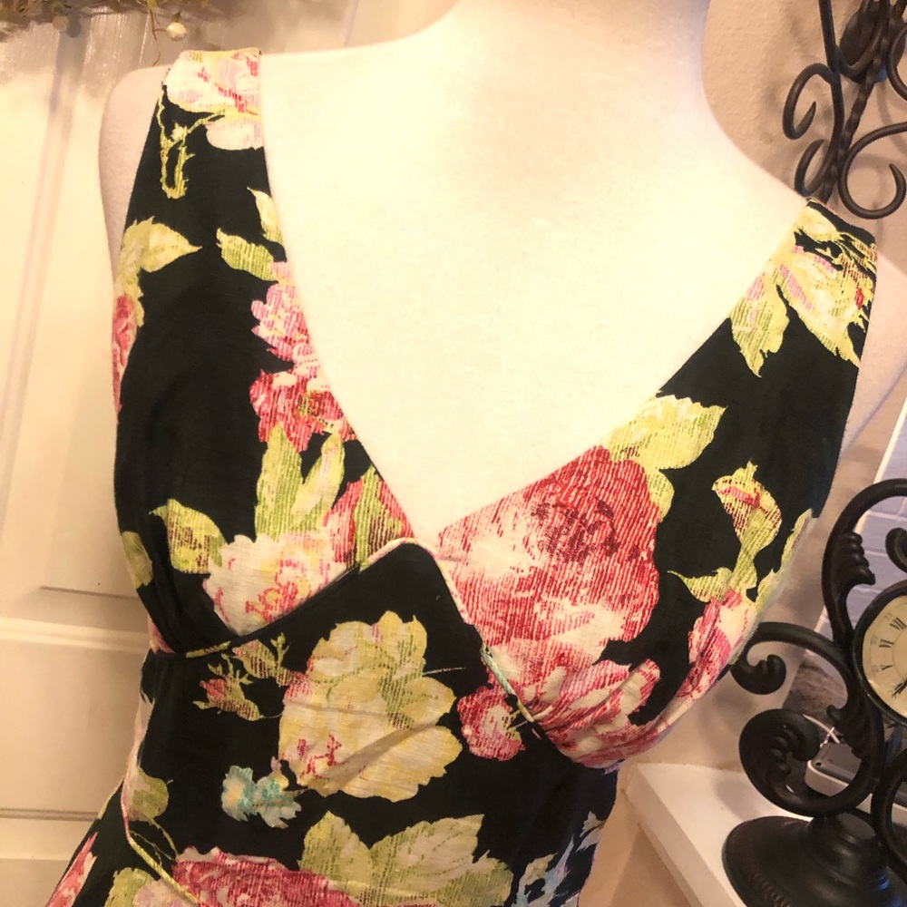 Linen Mica Brand Floral Midi Dress Like New - Gem